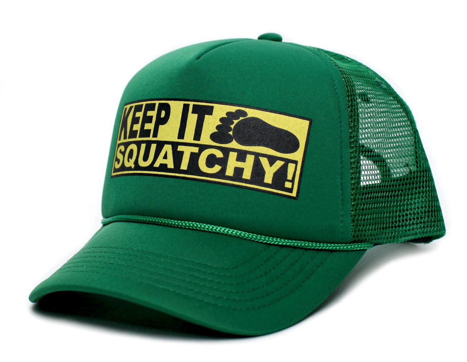 Custom Keep It Squatchy Bobo Adult Truckers Hat Cap Kelly Green