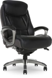 serta executive office smart layers technology, leather and mesh ergonomic computer chair with contoured lumbar and comfortcoils, opportunity gray