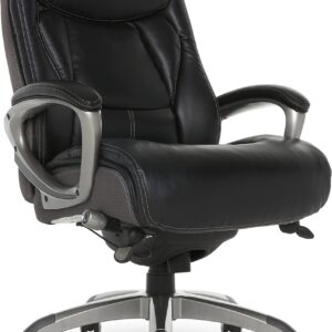 Serta Executive Office Smart Layers Technology, Leather and Mesh Ergonomic Computer Chair with Contoured Lumbar and ComfortCoils, Opportunity Gray