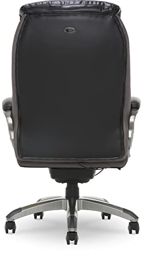 Serta Executive Office Smart Layers Technology, Leather and Mesh Ergonomic Computer Chair with Contoured Lumbar and ComfortCoils, Opportunity Gray