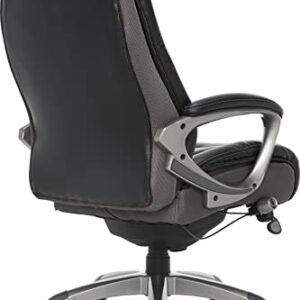 Serta Executive Office Smart Layers Technology, Leather and Mesh Ergonomic Computer Chair with Contoured Lumbar and ComfortCoils, Opportunity Gray