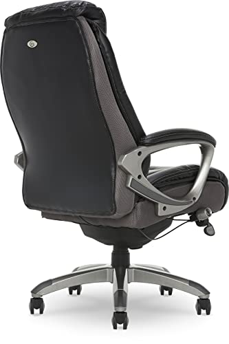 Serta Executive Office Smart Layers Technology, Leather and Mesh Ergonomic Computer Chair with Contoured Lumbar and ComfortCoils, Opportunity Gray