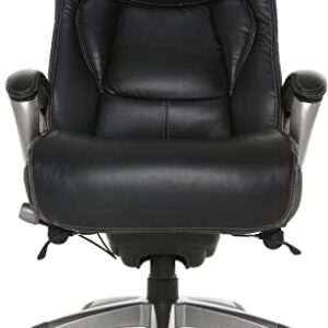 Serta Executive Office Smart Layers Technology, Leather and Mesh Ergonomic Computer Chair with Contoured Lumbar and ComfortCoils, Opportunity Gray