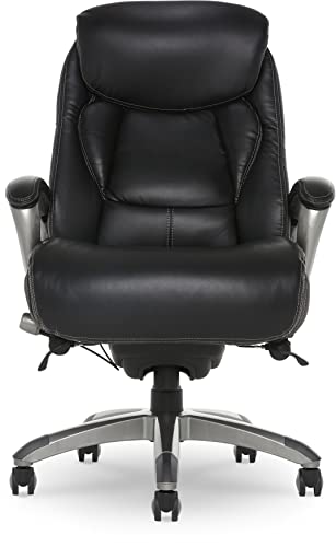 Serta Executive Office Smart Layers Technology, Leather and Mesh Ergonomic Computer Chair with Contoured Lumbar and ComfortCoils, Opportunity Gray