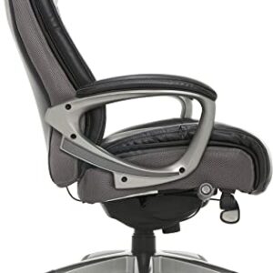 Serta Executive Office Smart Layers Technology, Leather and Mesh Ergonomic Computer Chair with Contoured Lumbar and ComfortCoils, Opportunity Gray