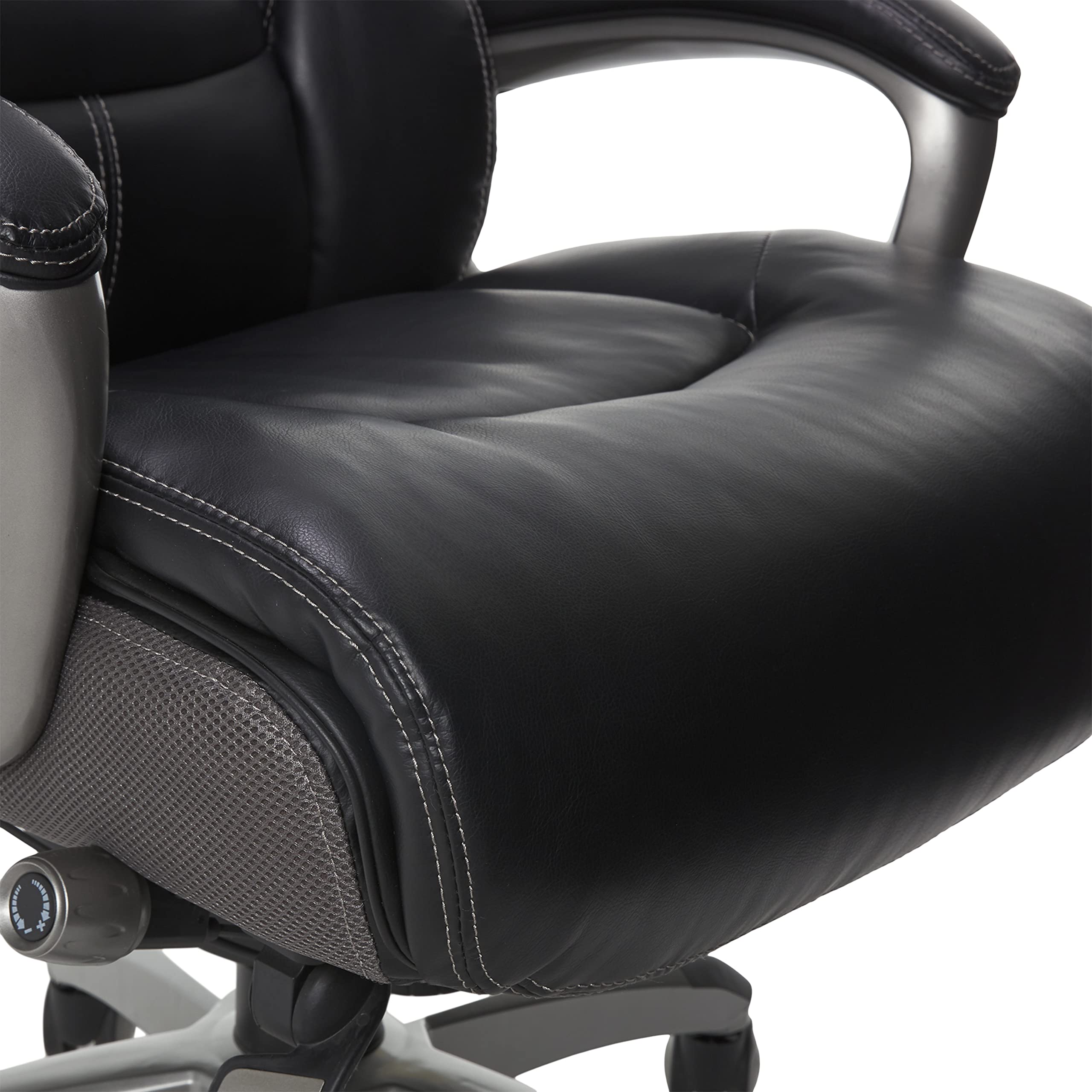 Serta Executive Office Smart Layers Technology, Leather and Mesh Ergonomic Computer Chair with Contoured Lumbar and ComfortCoils, Opportunity Gray