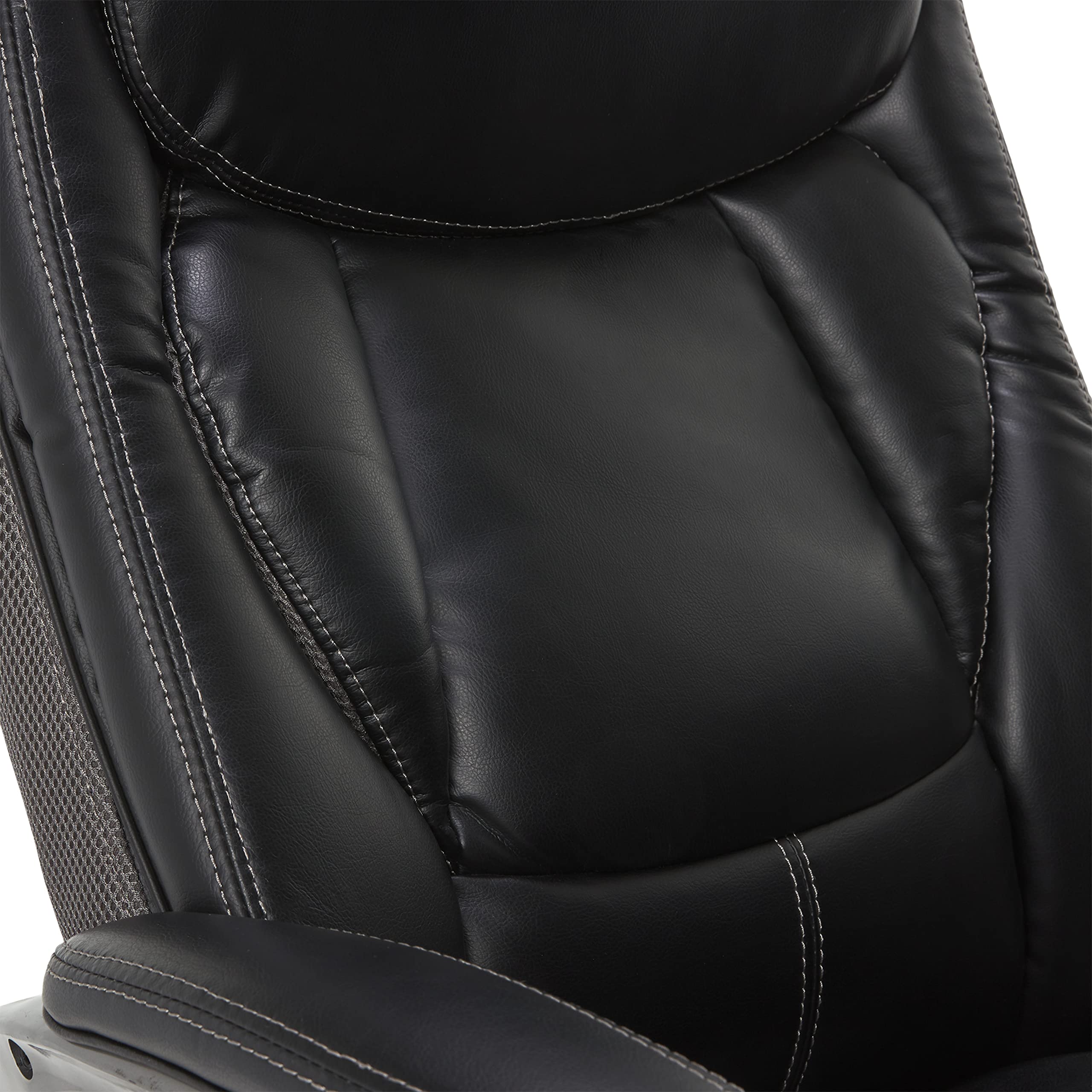 Serta Executive Office Smart Layers Technology, Leather and Mesh Ergonomic Computer Chair with Contoured Lumbar and ComfortCoils, Opportunity Gray