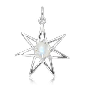 withlovesilver 925 sterling silver morning fairy star moon natural moonstone pendant