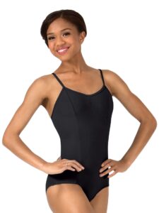 theatricals womens cotton pinch front camisole leotard black l th5532