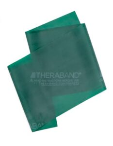 theraband professional latex resistance bands, individual 6 ft elastic band for upper & lower body exercise, physical therapy, pilates, at-home workouts, 6 foot, green, heavy, intermediate level 1