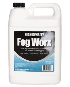 fogworx extreme high density fog juice gallon - long lasting, high output, odorless water based fog machine fluid -for 400 watt to 1500 watt machines