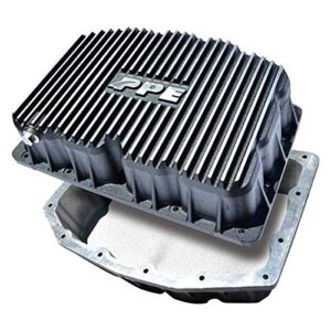 ppe heavy duty cast aluminum oil pan compatible 2011 2012 2013 2014 2015 2016 2017 ford 6.7l power stroke diesel (brushed) - 314052110