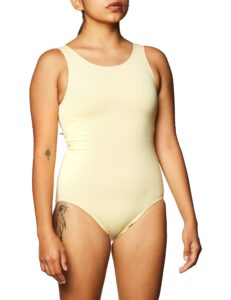 capezio high-neck tank leotard - size medium, butter