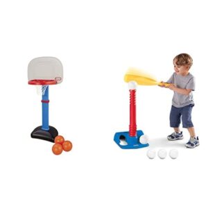 little tikes t-ball set, red, 5 ball amazon exclusive with little tikes easy score basketball set - 3 ball bundle