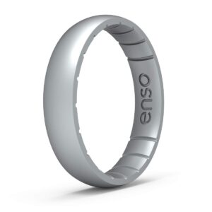 enso rings thin elements silicone ring infused with precious elements – stackable wedding engagement band – 4.3mm wide, 1.75mm thick (silver, 7)