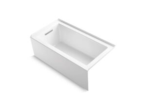 kohler k-20202-la underscore rectangle 60-inch x 32-inch alcove bath with integral apron, integral flange and left hand drain, white