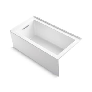 KOHLER K-20202-LA Underscore Rectangle 60-Inch x 32-Inch Alcove Bath with Integral apron, integral flange and left hand drain, White