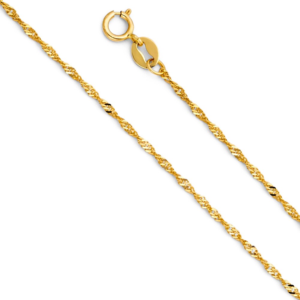 Ioka 14K Yellow Gold Cross Pendant with 1.2mm Singapore Chain Chain Necklace - 16"