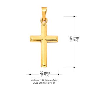 Ioka 14K Yellow Gold Cross Pendant with 1.2mm Singapore Chain Chain Necklace - 16"