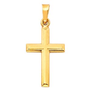 Ioka 14K Yellow Gold Cross Pendant with 1.2mm Singapore Chain Chain Necklace - 16"