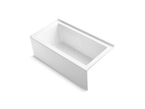 kohler k-1957-ra-0 underscore rectangle 60-inch x 32-inch alcove bath, integral flange and right-hand drain, white