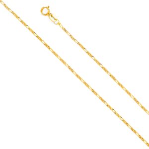 Ioka 14K Yellow Gold Plain Cross Pendant with 1.2mm Figaro 3+1 Chain Chain Necklace - 16"