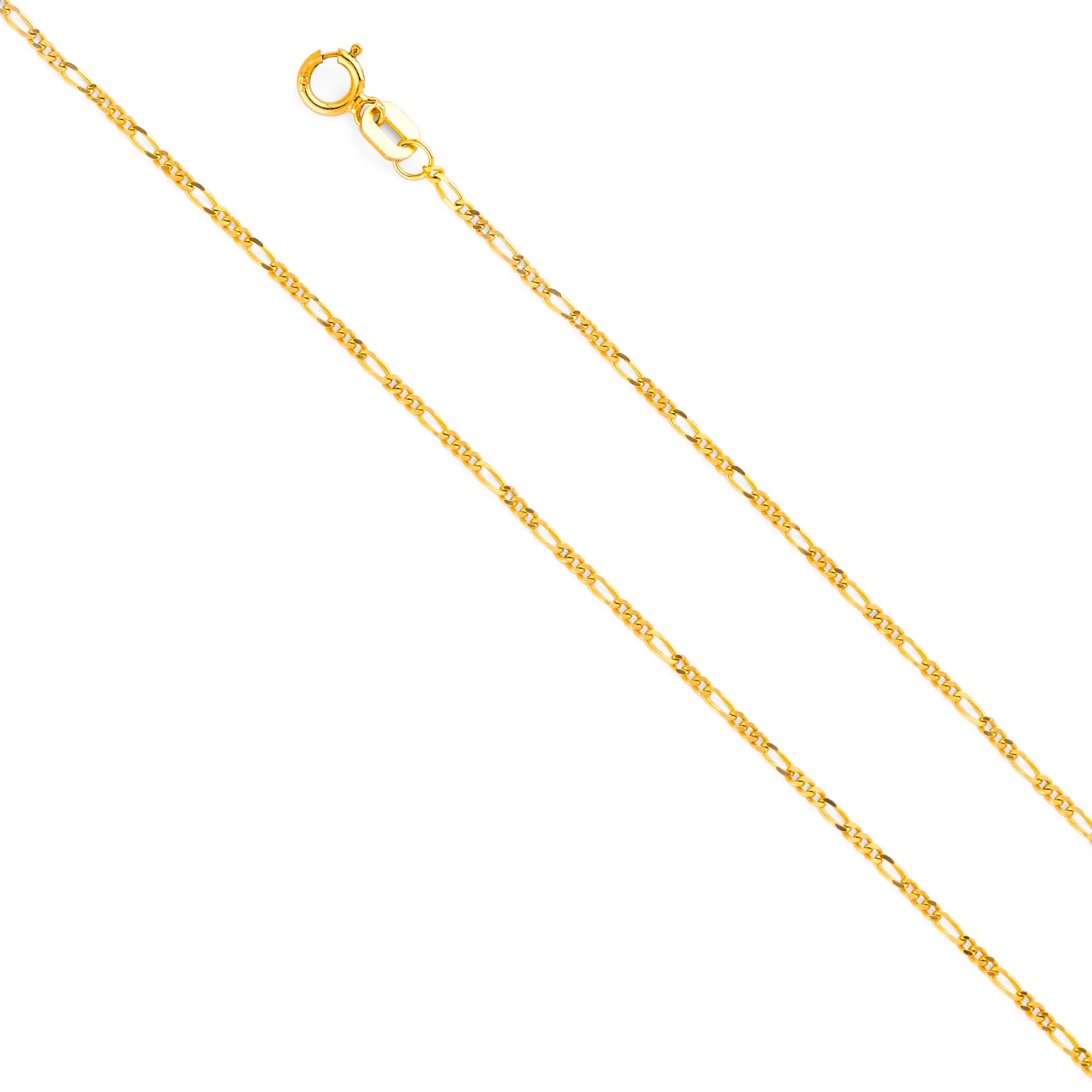 Ioka 14K Yellow Gold Plain Cross Pendant with 1.2mm Figaro 3+1 Chain Chain Necklace - 16"