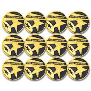 shop awards and gifts star performer lapel pins for students, appreciation, reward, school, employee recognition, bulk pack of 12, poly bagged, 3/4 inch