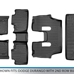 MAXLINER Floor Mats 3 Rows and Cargo Liner Behind 3rd Row Set Black Compatible with 2016-2021 Dodge Durango with 2nd Row Bucket Seats