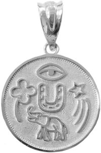 .925 sterling silver lucky charm round coin medal talisman pendant - pendant only