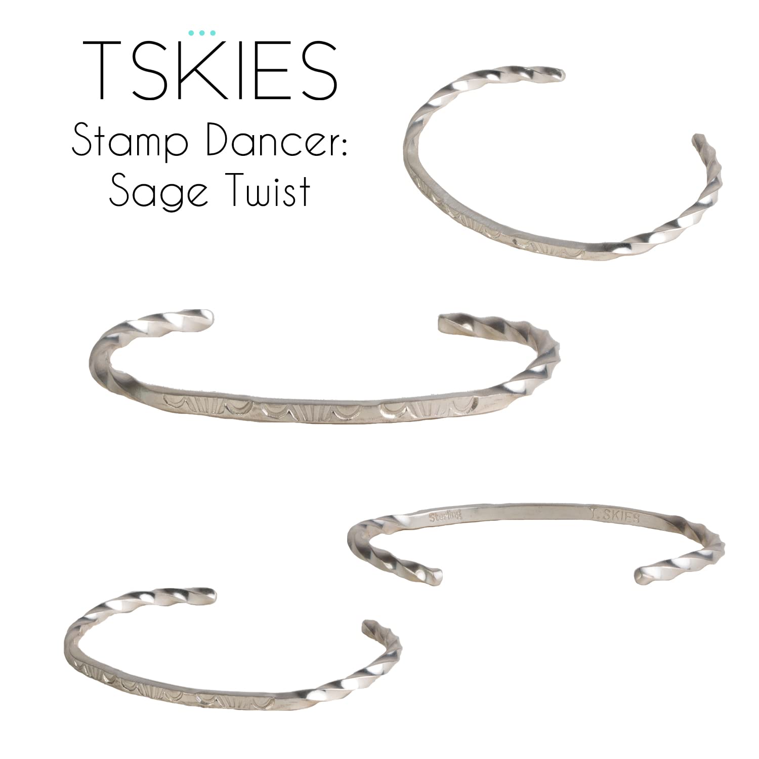 Turquoise Skies TSKIES Stamp Dancer: Sage Twist Sterling Silver Stacker Bracelet (small)