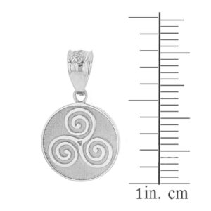 Claddagh Gold Solid 925 Sterling Silver Celtic Triple Spiral Triskele Round Charm Pendant