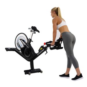 Sunny Health & Fitness ASUNA 6100 Sprinter Cycle Exercise Bike - Magnetic Resistance Belt Rear Drive, 350 lb Max Weight with RPM Cadence Sensor, Dual Foot Cage/Clipless (SPD) Pedals