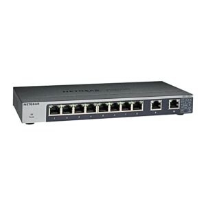 netgear 10-port gigabit/10g ethernet unmanaged switch (gs110mx) - with 8 x 1g, 2 x 10g/multi-gig, desktop, wall or rackmount, and limited lifetime protection