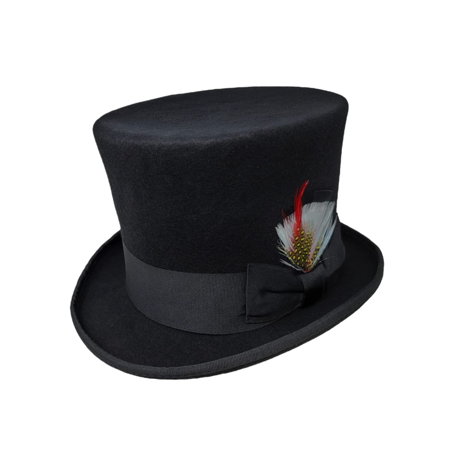 Differenttouch 100% Wool Felt Top Hats Victorian Style Made Hatter 6" Tall Gentlemen Magic Hats (XL) Black