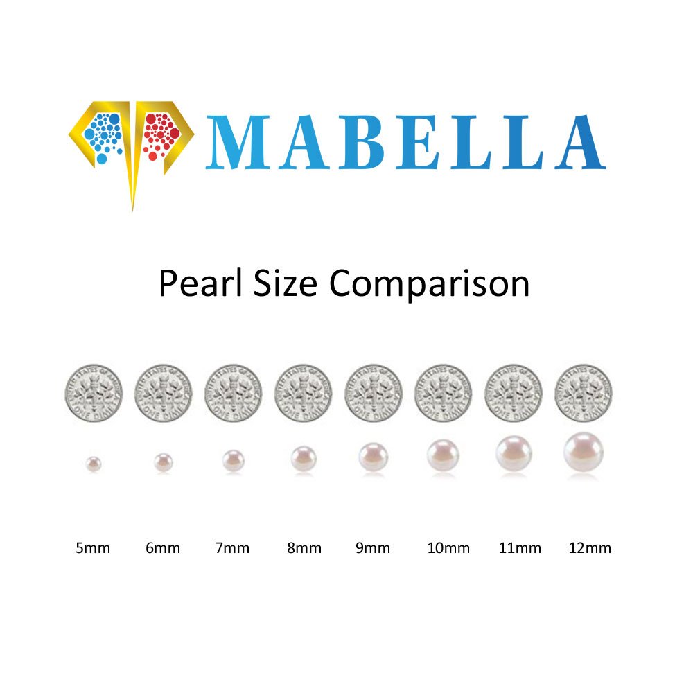 MABELLA 925 Sterling Silver AAA Genuine Freshwater Cultured Pearl White Button Stud Earrings Jewelry Gifts for Women 6mm