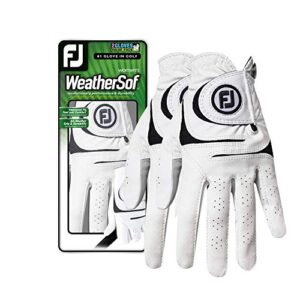 footjoy women's weathersof golf glove, pack of 2, white large, worn on left hand