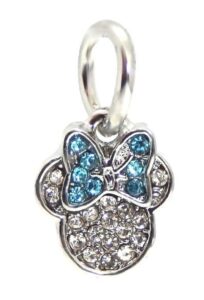 dangle crystal mouse with blue bow charm bead for bracelets