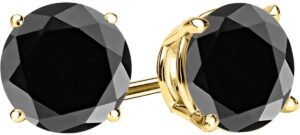 10 carat total weight black diamond solitaire stud earrings pair 18k yellow gold popular premium collection 4 prong push back