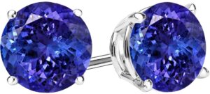 houston diamond district 1 1/2 1.5 carat total weight tanzanite solitaire stud earrings pair 14k white gold popular premium collection 4 prong push back