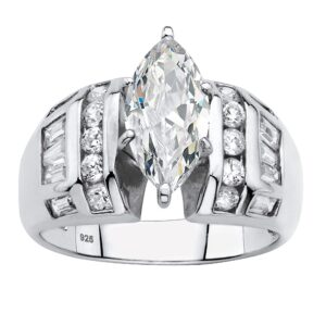 palmbeach platinum-plated sterling silver marquise cut cubic zirconia engagement ring sizes 6-10 size 6