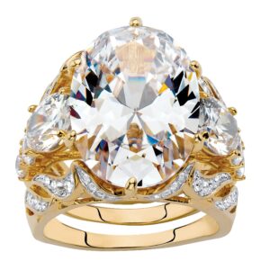 palmbeach jewelry yellow gold-plated or platinum-plated oval cut cubic zirconia bridal ring set size 7