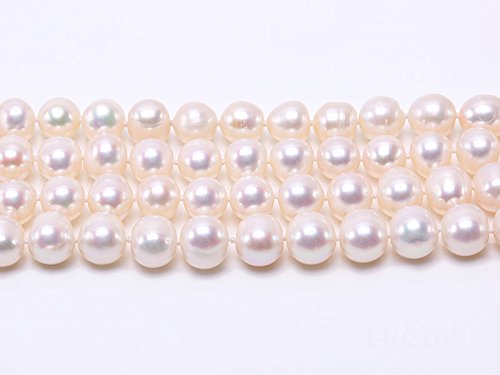 JYX Pearl Long Strand Necklace Natural White 8mm Flat Round Freshwater Cultured Pearl Necklace Endless Sweater Necklace 64"