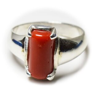 55carat red coral ring 4 carat stone sterling silver prong handmade ring size 4,5,6,7,8,9,10,11,12,13