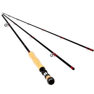 10ft 3 pieces carbon fly fishing rod pole #7/8 3meters length light feel medium-fast action