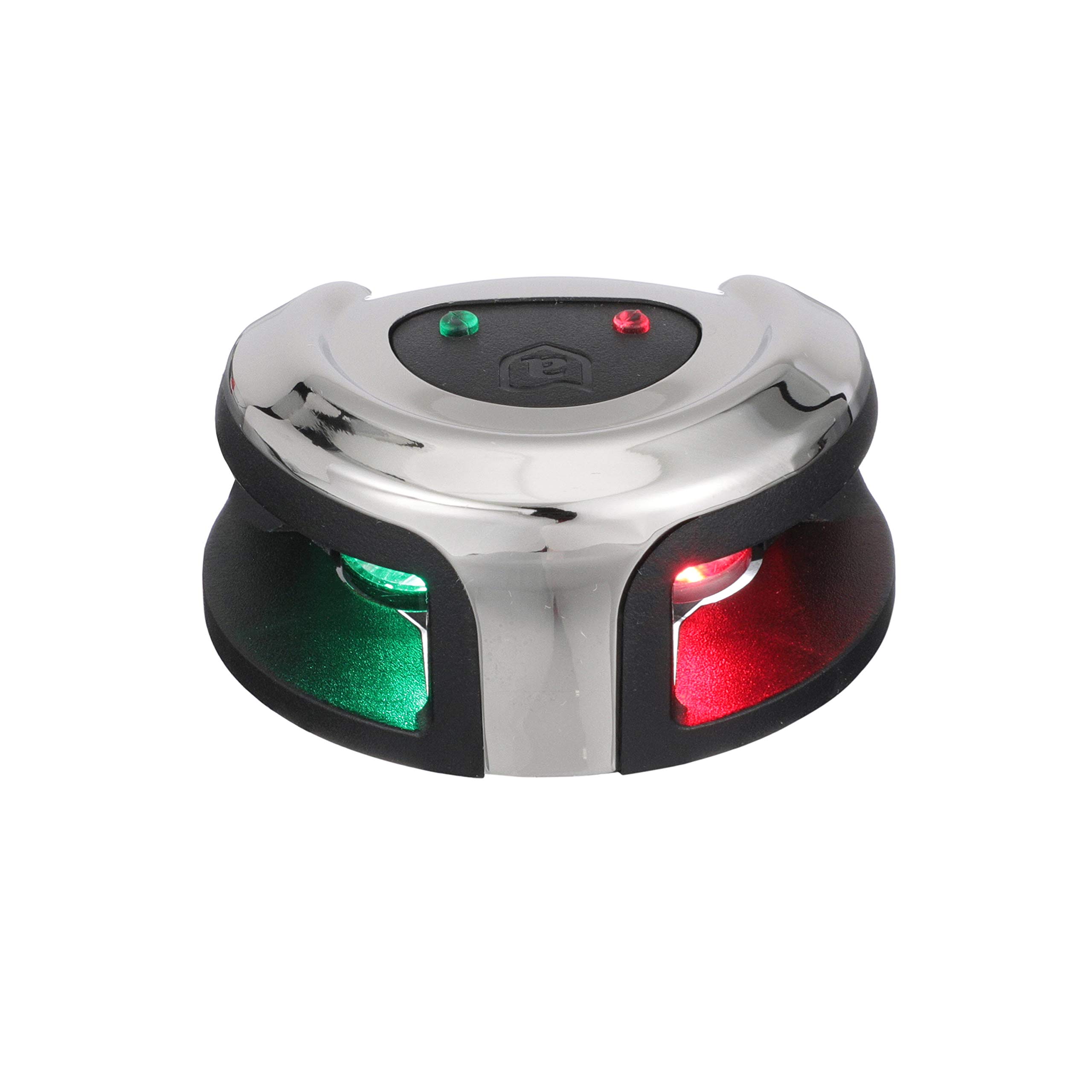 Attwood NV2002SS-7 LightArmor 2-Mile Navigation Lights, Deck Mount, Round, Bi-Color, LED Lighting, Stainless Housing