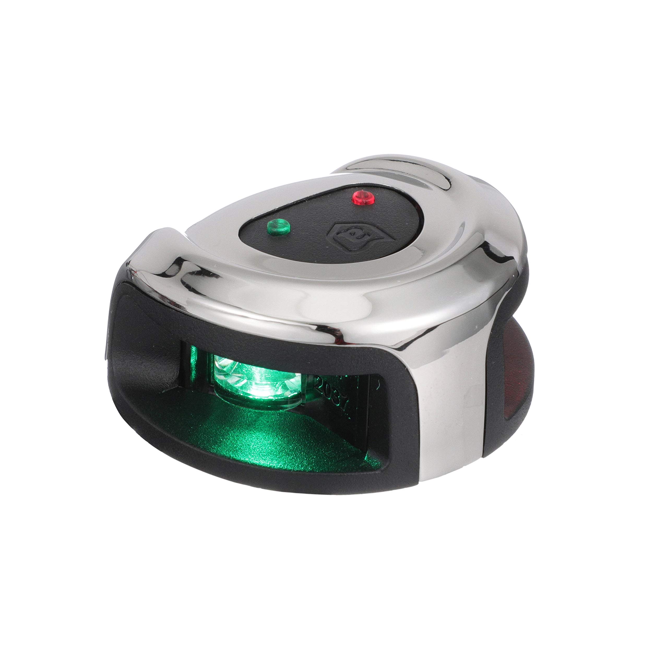 Attwood NV2002SS-7 LightArmor 2-Mile Navigation Lights, Deck Mount, Round, Bi-Color, LED Lighting, Stainless Housing