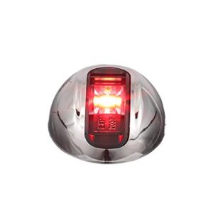 Attwood NV3012SSR-7 LightArmor 2-Mile Vertical Surface Mount Navigation Light, Red LED Lighting, Round Stainless Housing