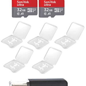 SanDisk Ultra 32GB Micro SD SDHC Memory Flash Card (5 Pack) UHS-I Class 10 SDSQUAR-032G-GN6MN Wholesale Lot Bundle with 5 Plastic Jewel Cases and Everything But Stromboli Card Reader