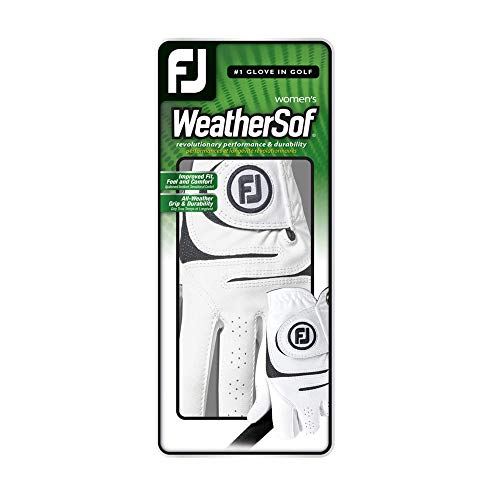 FootJoy Women's WeatherSof Golf Glove, White Medium, Worn on Left Hand